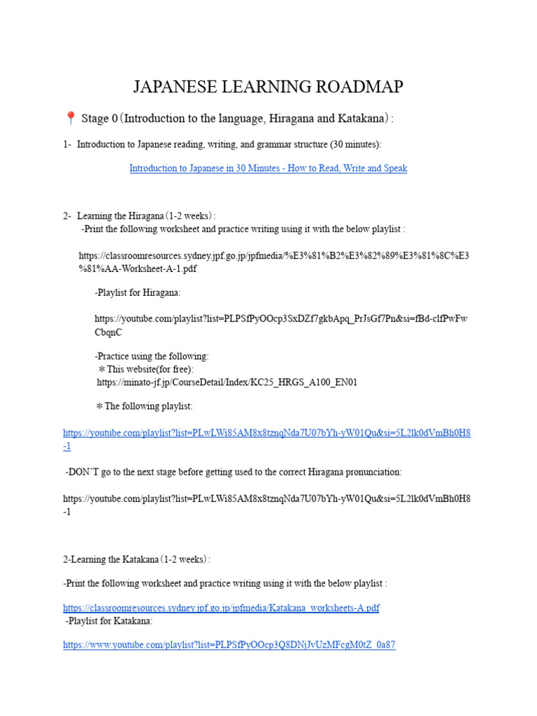 Japanese Learning Roadmap Guide | PDF | Japanese Language | Kanji