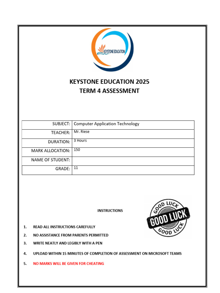 Cat p1 Gr11 Nov 2025 | PDF | Spreadsheet | Computer File