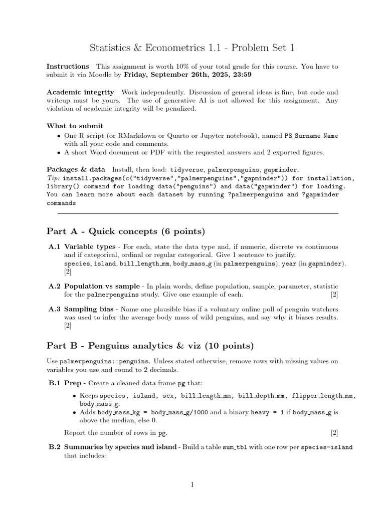 Problem Set 1 | PDF | Probability Density Function | Mean