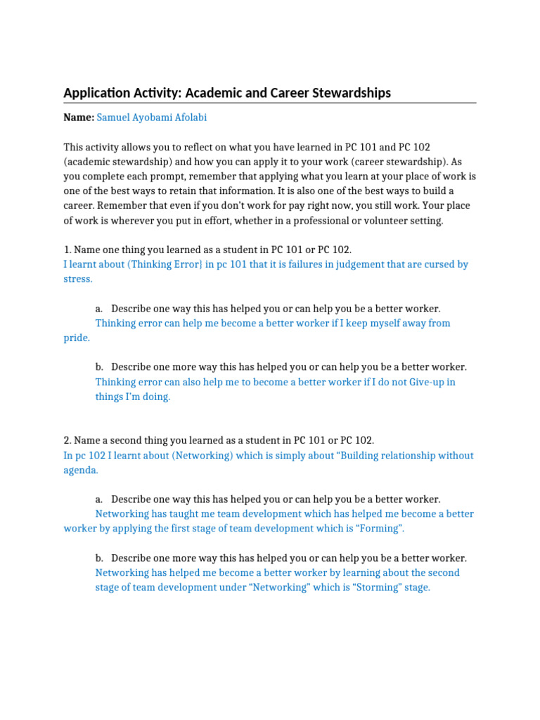 Pc103 W02 Document Applicationactivityeducationcareerstewardships ...