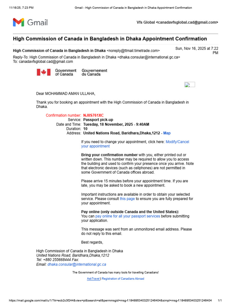 Gmail - High Commission of Canada in Bangladesh in Dhaka Appointment ...