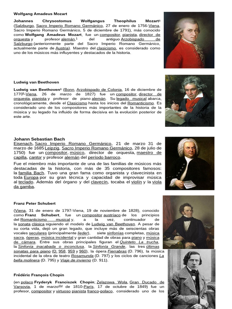 Compositores Extranjeros | PDF | Wolfgang Amadeus Mozart | Periodo ...