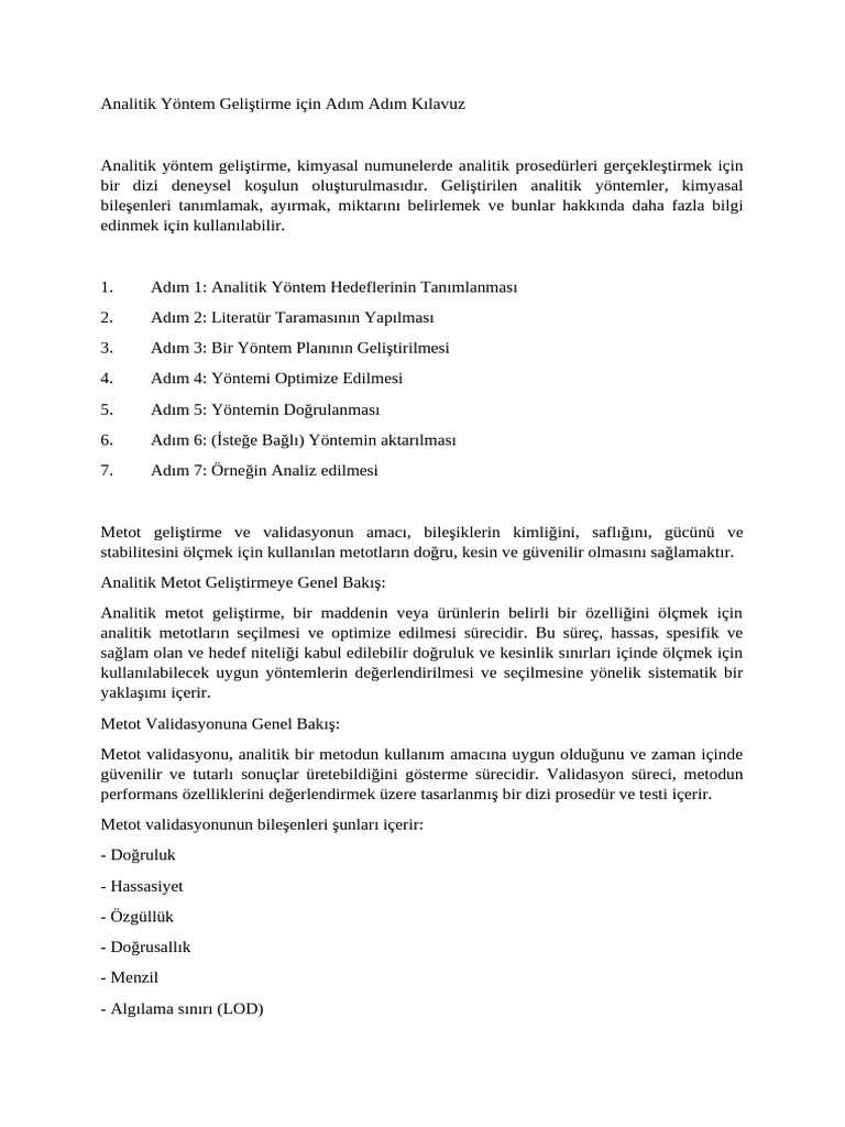 How To Develop An Analytical Method | PDF