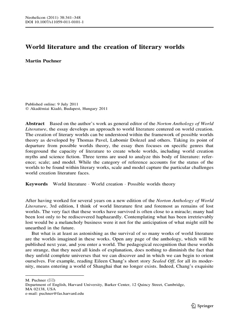 Exploring Literary World Creation | PDF | Theory | Paradise Lost