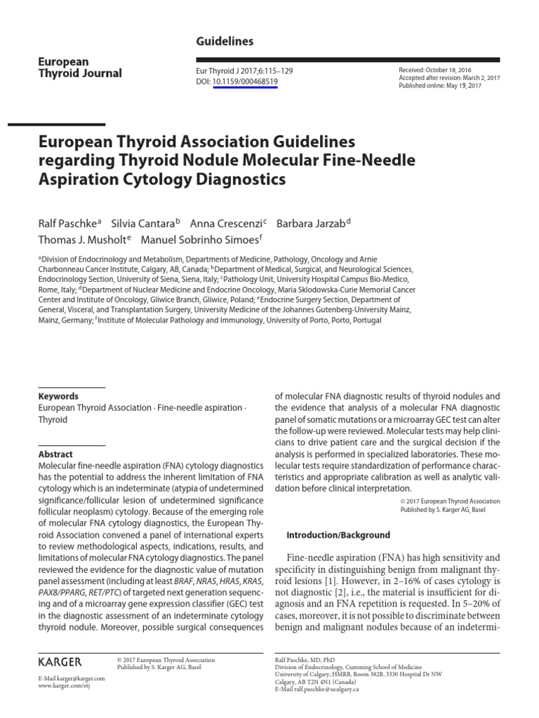 European Thyroid Association Guidelines Regarding Thyroid Nodule ...