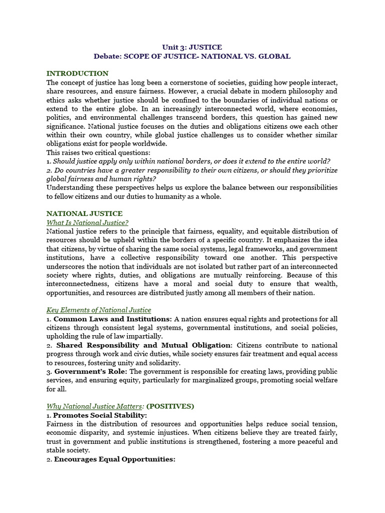 National vs. Global Justice Debate | PDF | Justice | Crime & Violence