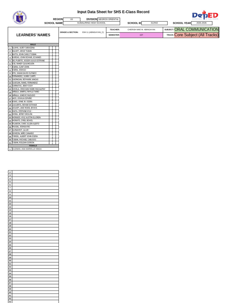 E Class Record EIM Updated | PDF