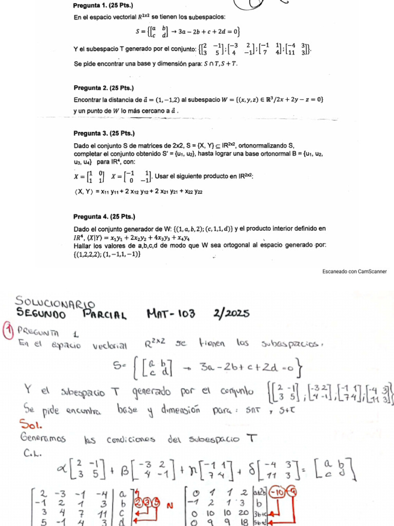 Solucionario Segundo Parcial Mat103 | PDF