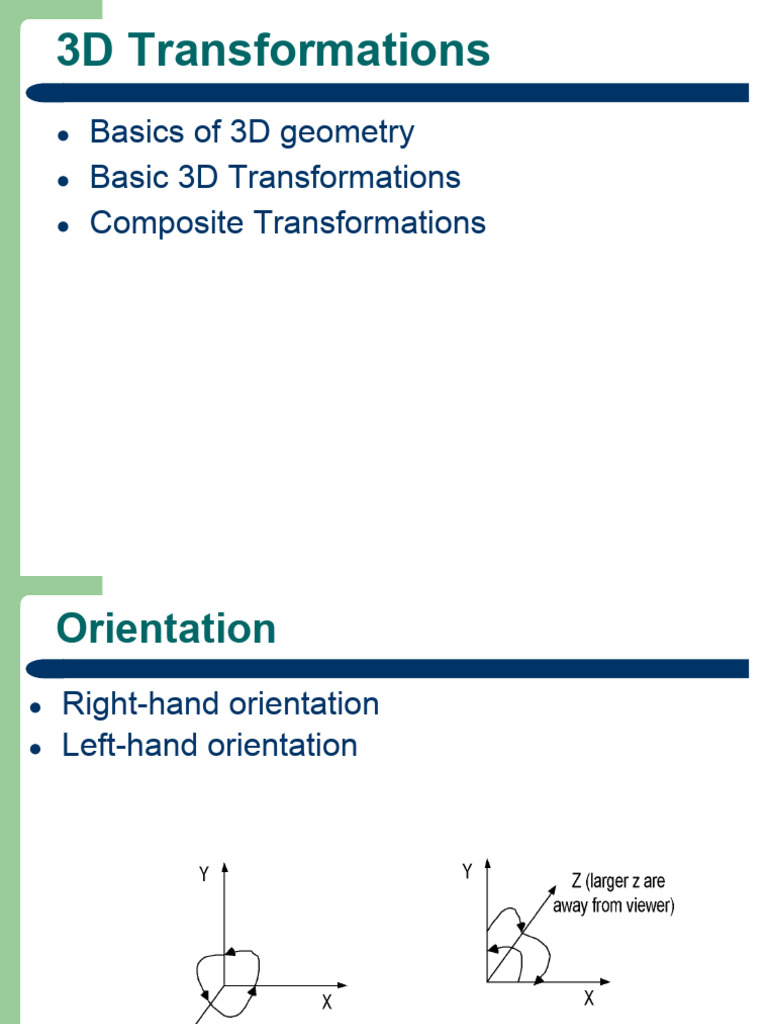 3D Transformations | PDF | Cartesian Coordinate System | Rotation