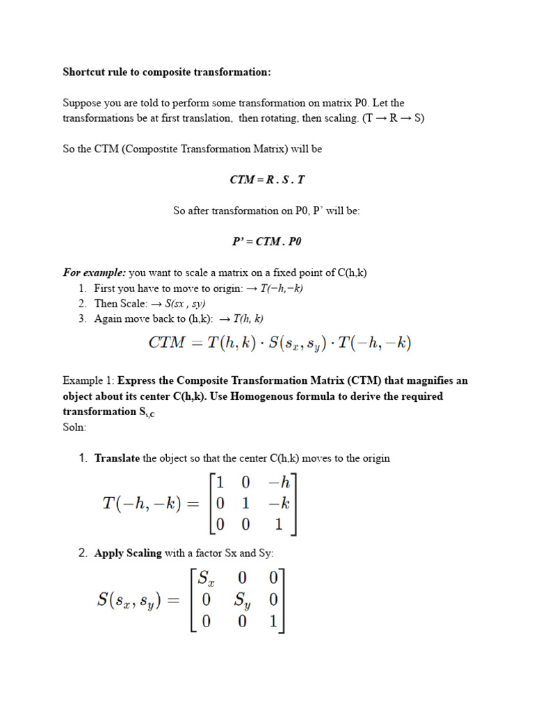 Composite Transformation Matrix Explained | PDF | Matrix (Mathematics ...
