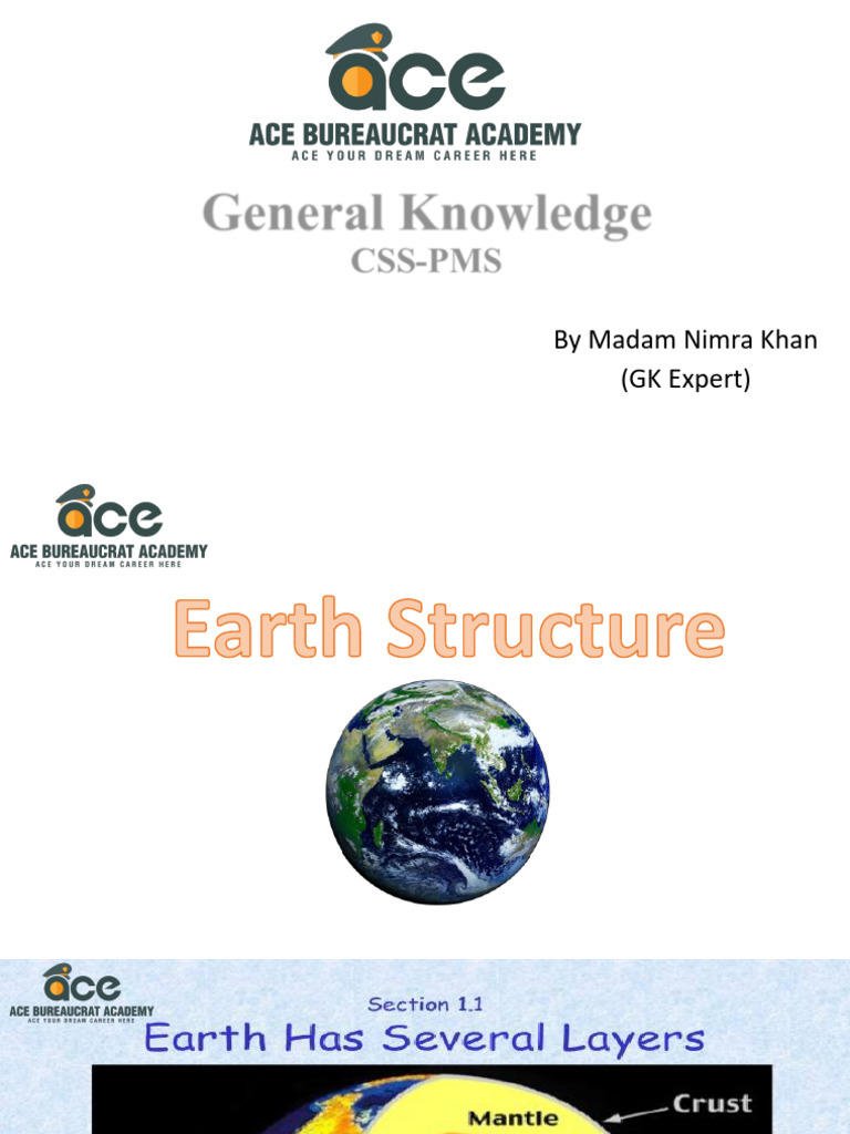 Ace GK Earths Structure Updated | PDF | Plate Tectonics | Volcano