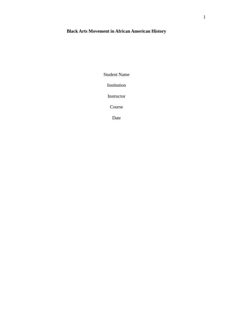 Black Arts Movement in African American History | PDF | Black Power ...