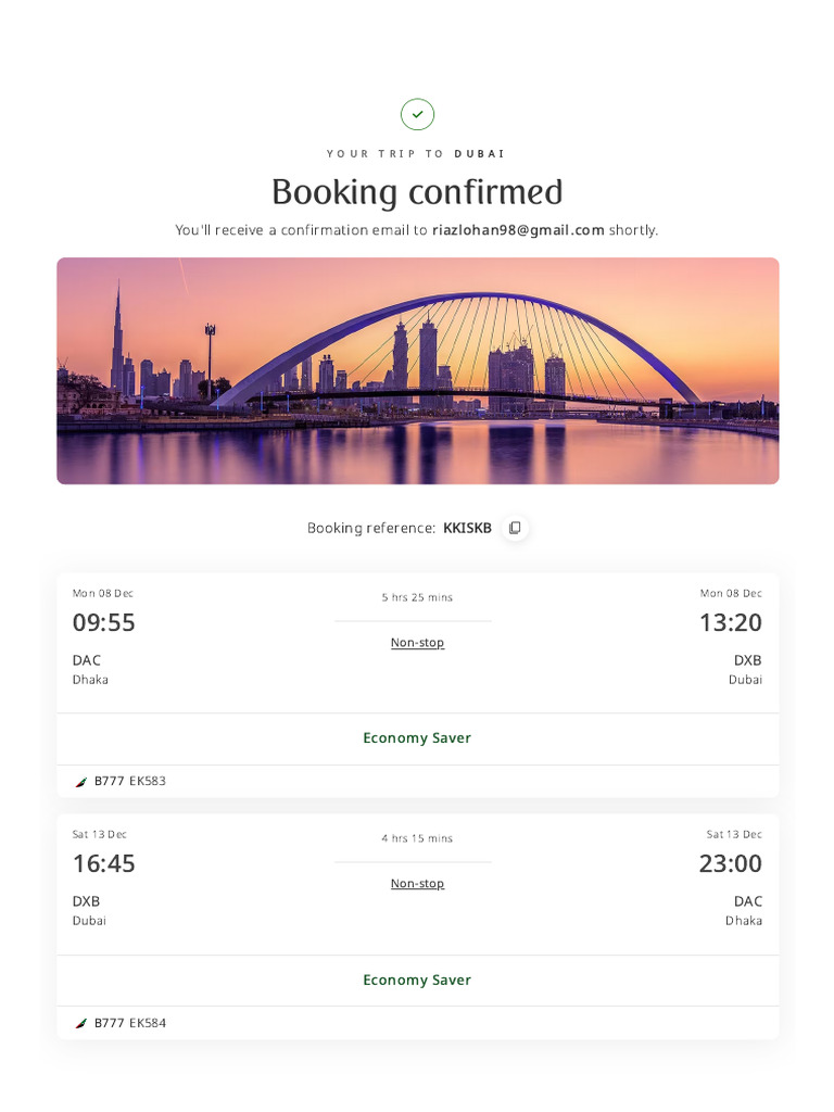 Booking Confirmation - Emirates UAE | PDF