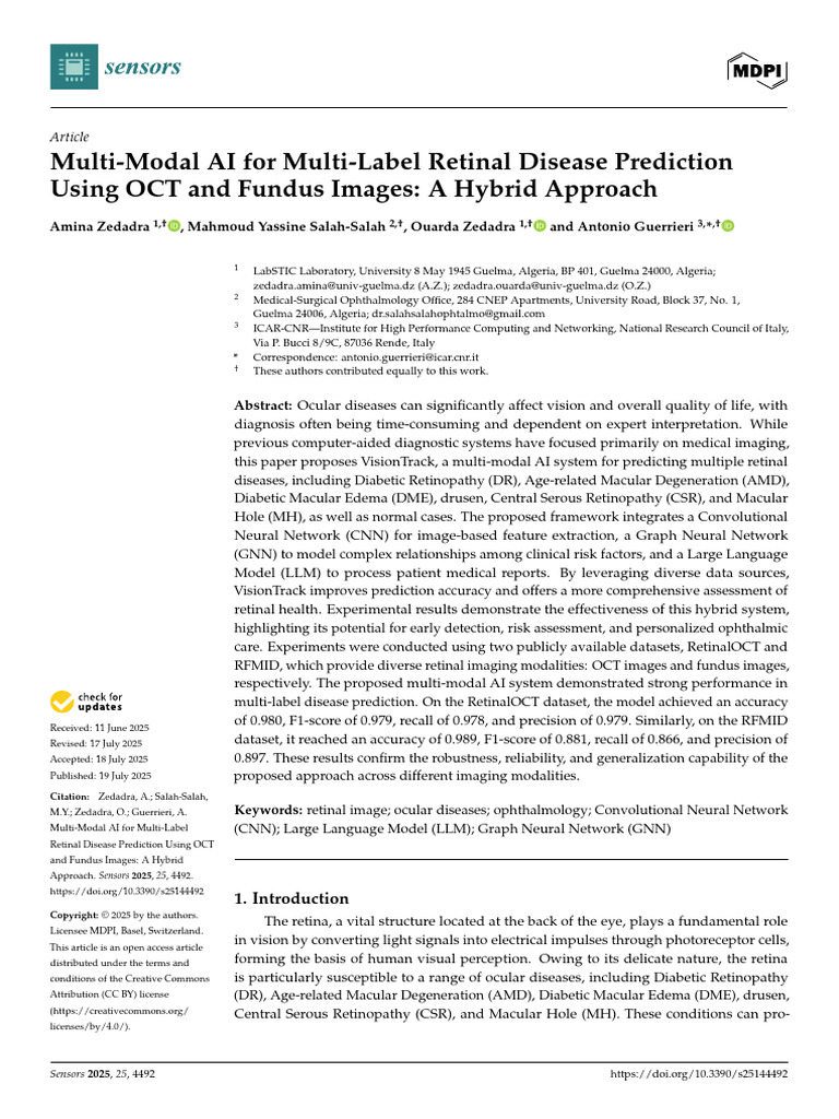 Multi-Modal AI for Retinal Disease Prediction | PDF | Deep Learning ...