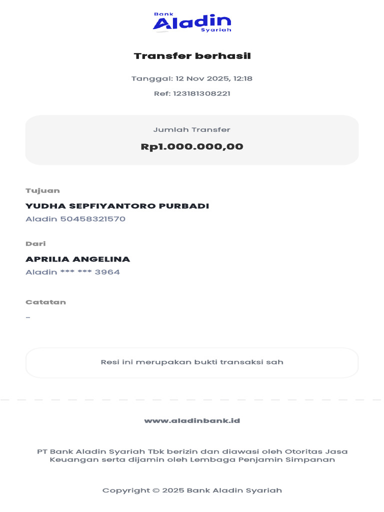 Aladin Ereceipt 121125 123181308221 | PDF
