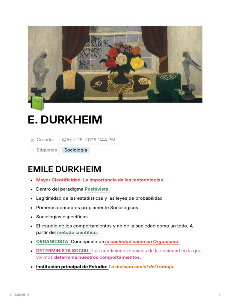 Durkheim y la Sociología del Hecho Social | PDF | Emile Durkheim ...