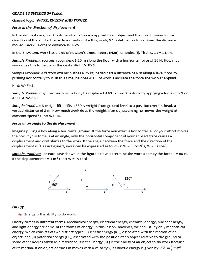 Work, Energy, and Power in Physics | PDF | Machines | Potential Energy