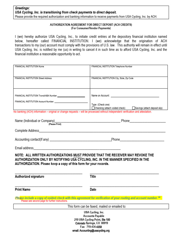 Fillable USAC - ACH PDF Form & Instructions For Voided Check - 2 | PDF | Banks | Financial Services
