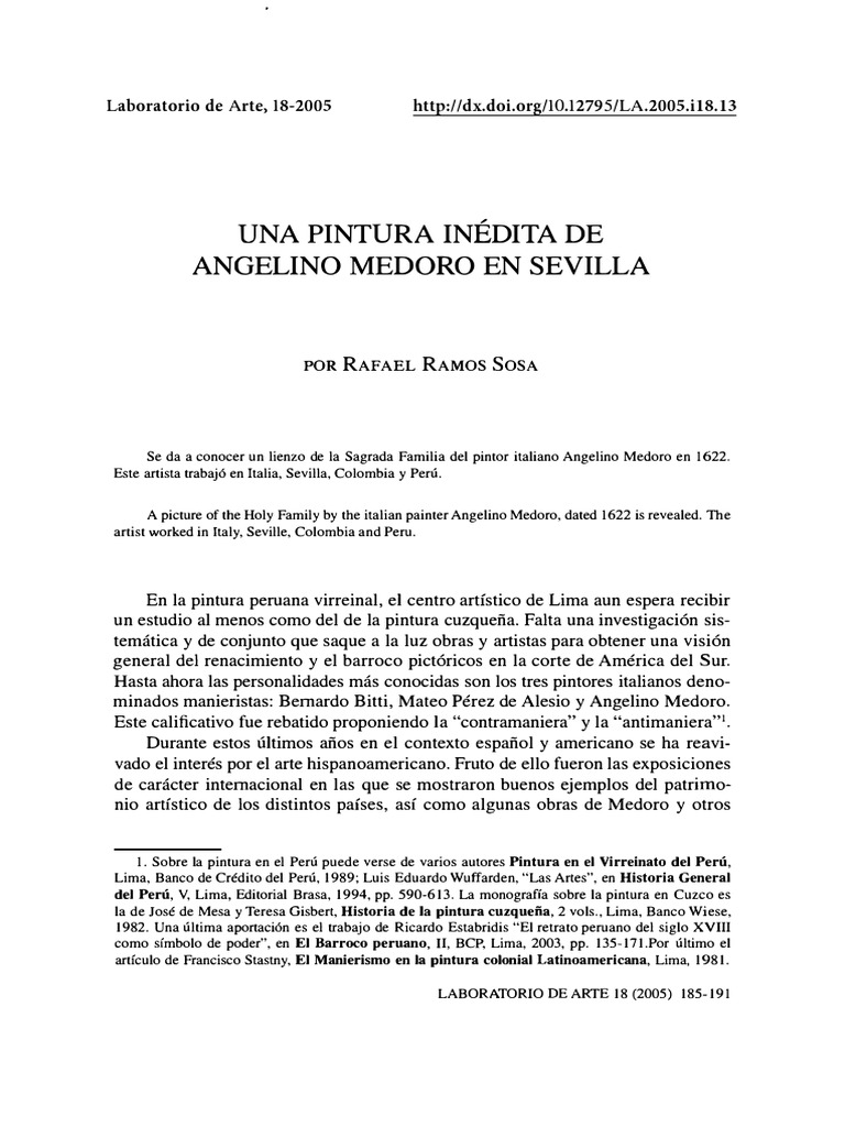 Una Pintur A Inédita de Angelino Medoro en Sevilla | PDF | Perú | Pinturas