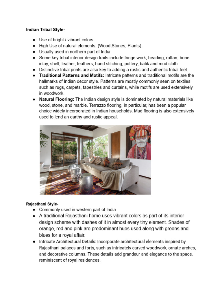 Indian Interior Design Styles Overview | PDF | Furniture | Interior Design