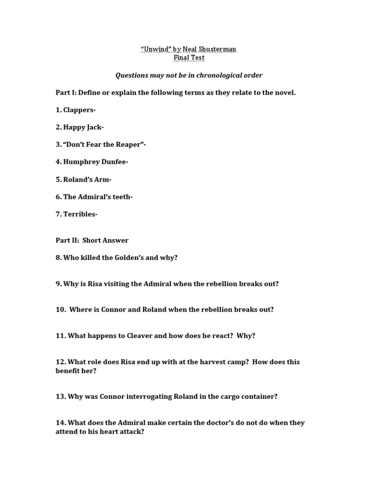 Unwind Final Test | PDF