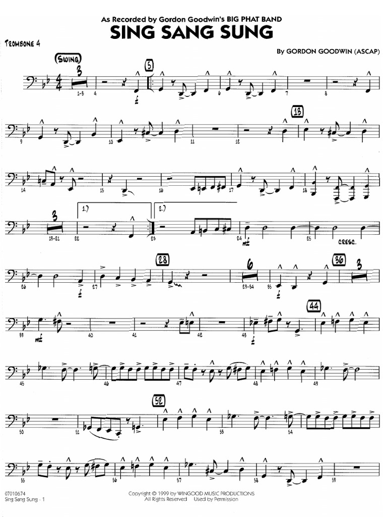 Sing Sang Sung - Gordon Goodwin - Trombone 4 | PDF