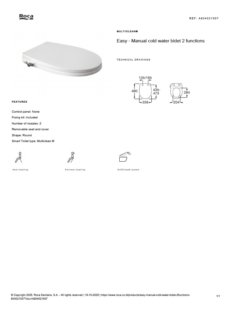 Multiclean® Easy Manual Bidet Toilet | PDF