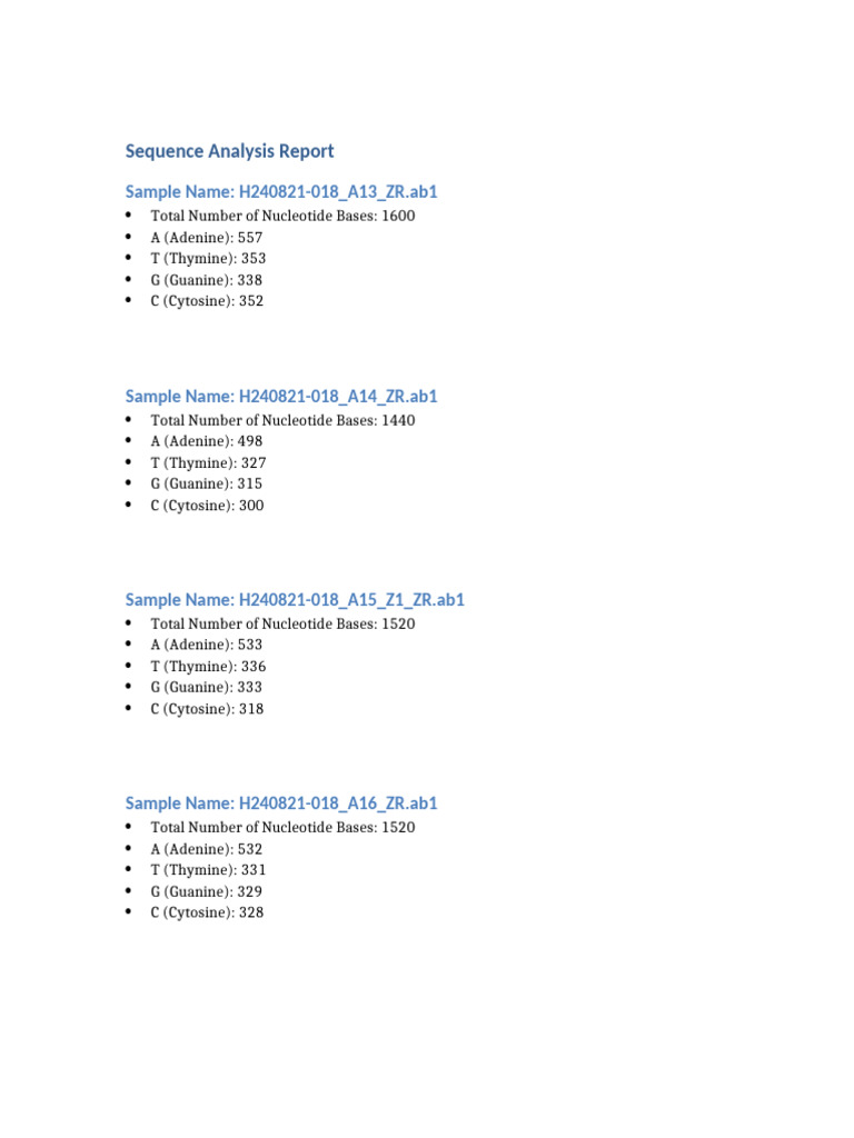 Nucleotide Sequence Report | PDF