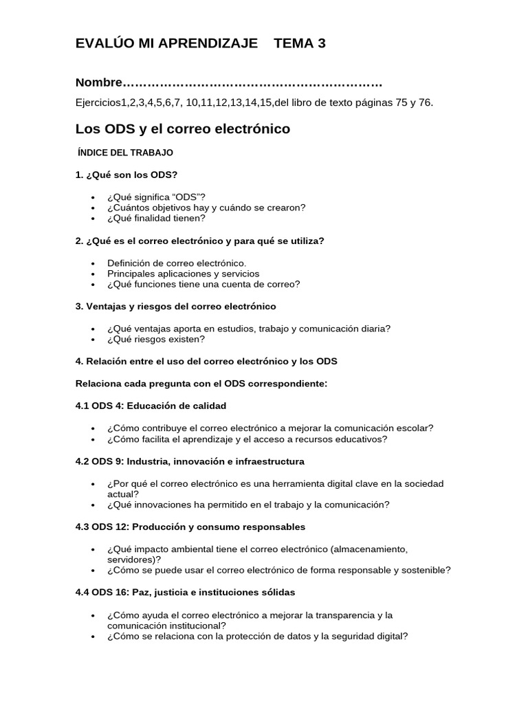 Evalúo Mi Aprendizaje Tema 3 | PDF