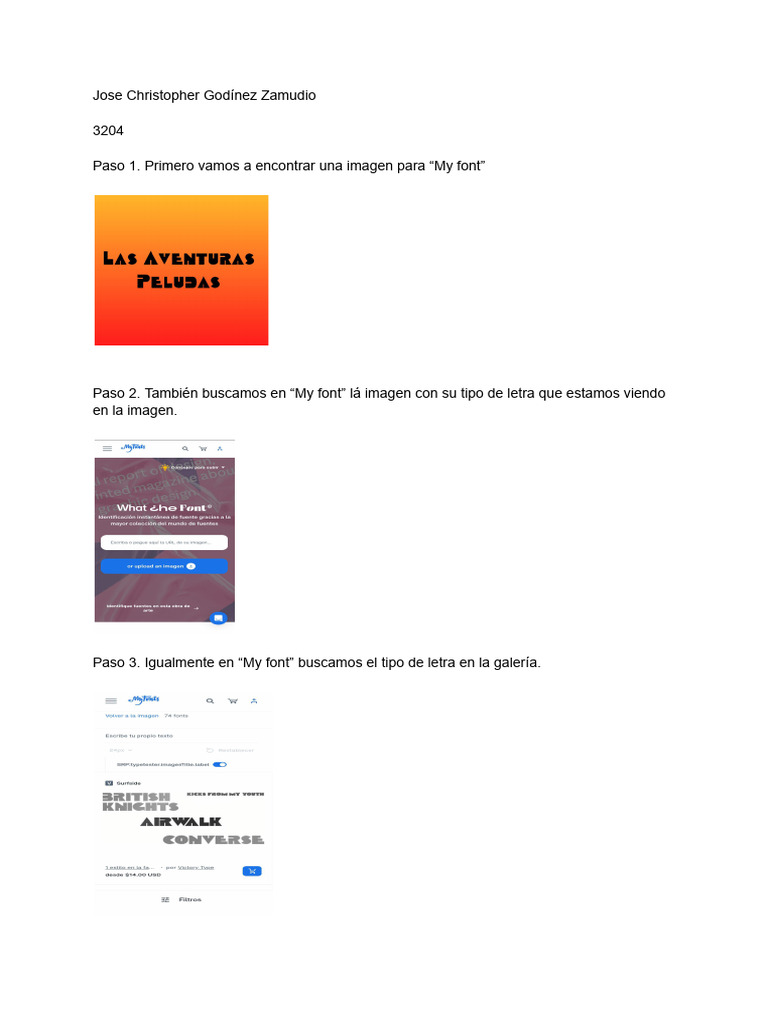 Pasos para Buscar Tipo de Letra en - My Font - 3204 Jose Christopher ...