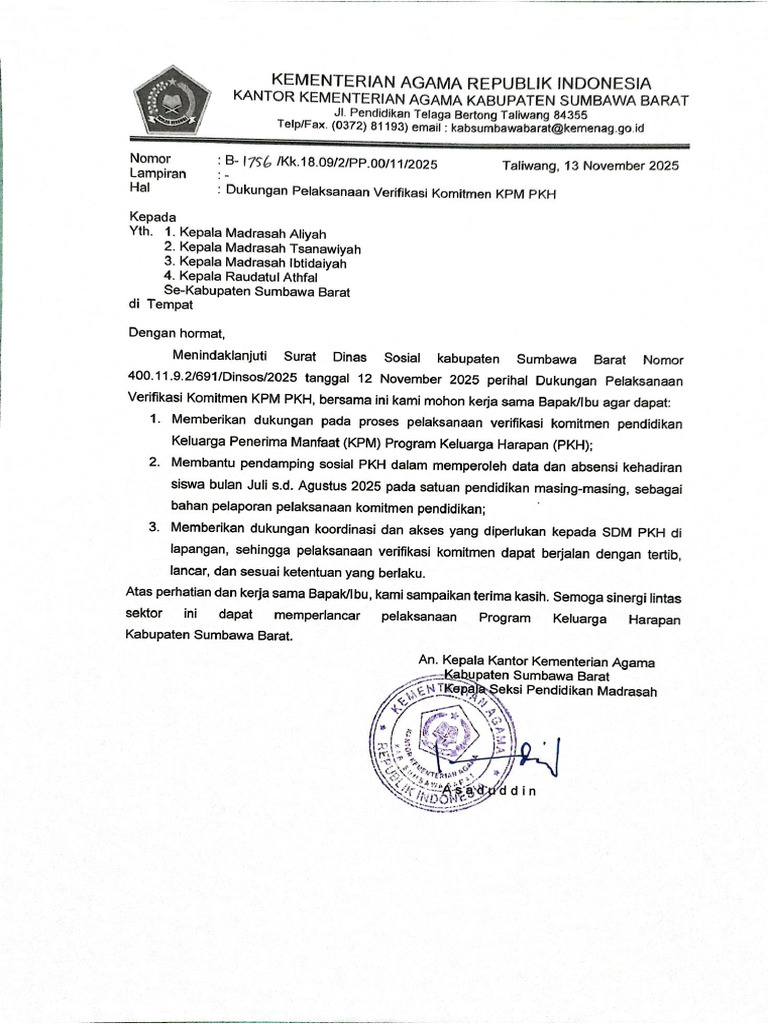 Surat KPM PKH | PDF