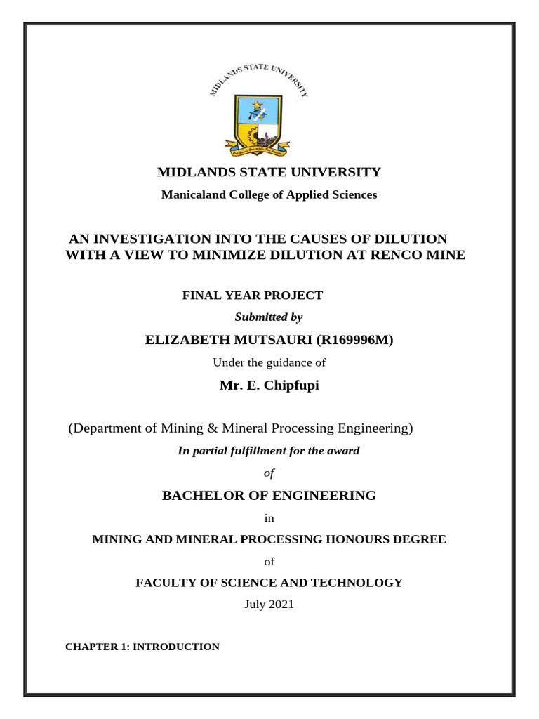 Causes of Dilution at Renco Mine | PDF | Mining | Stress (Mechanics)