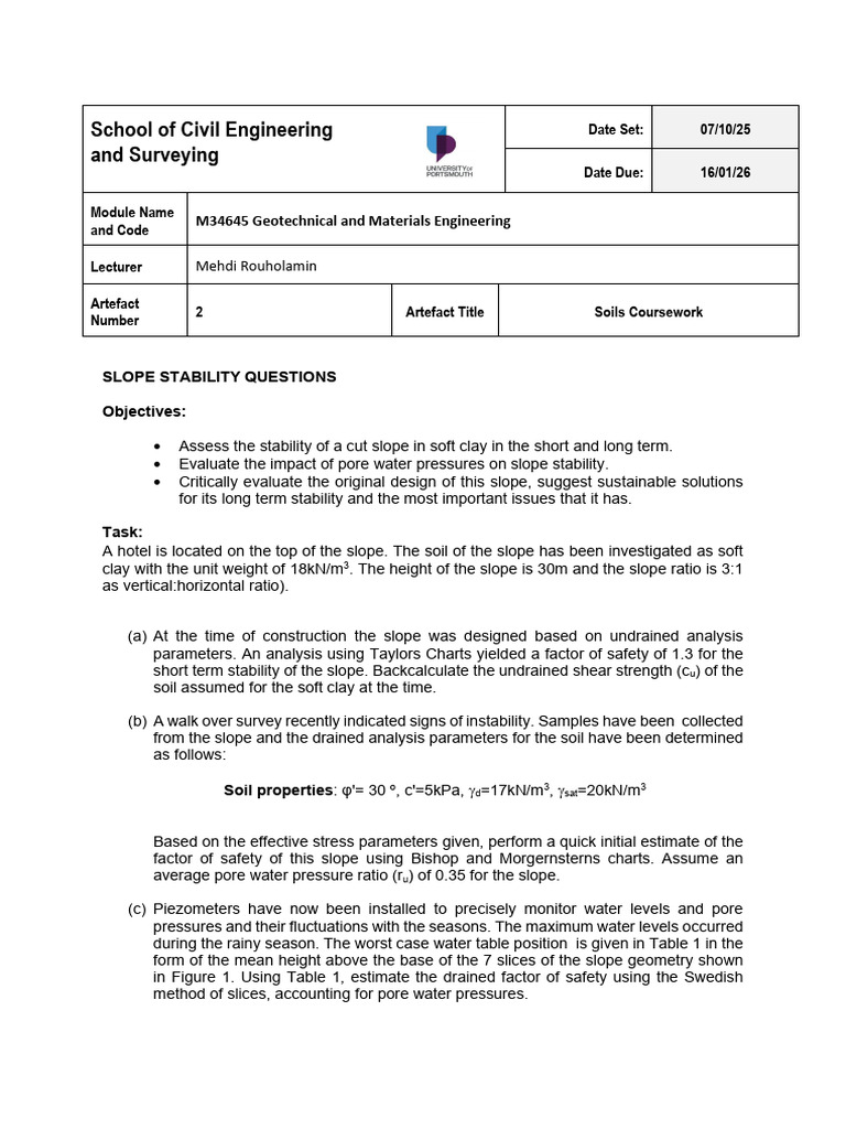 Slope Stability and Foundation Design Analysis | PDF | Geotechnical ...