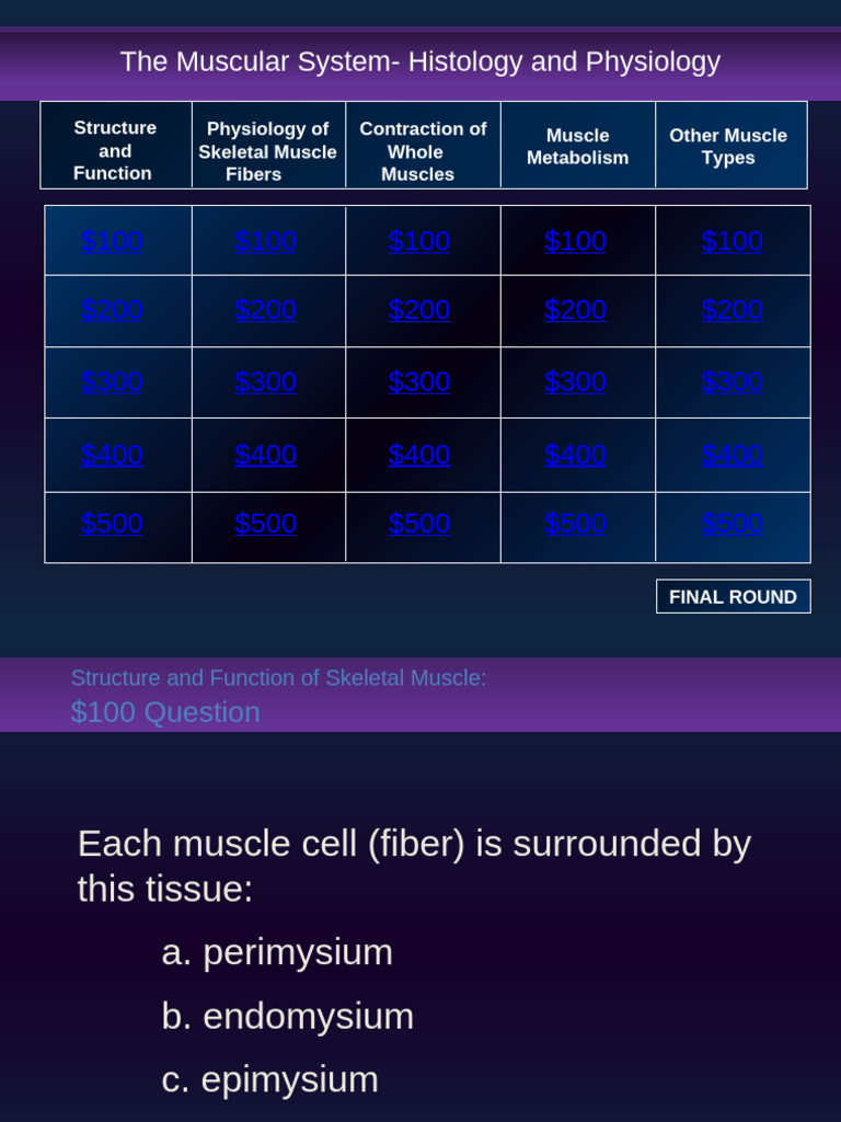 Ch.9 - Gameshow - Muscular System-Histology and Physiology | PDF ...