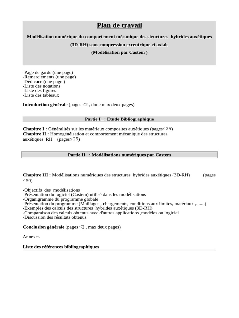 Plan de Travail Theme Master2 GM 2025 2026 | PDF