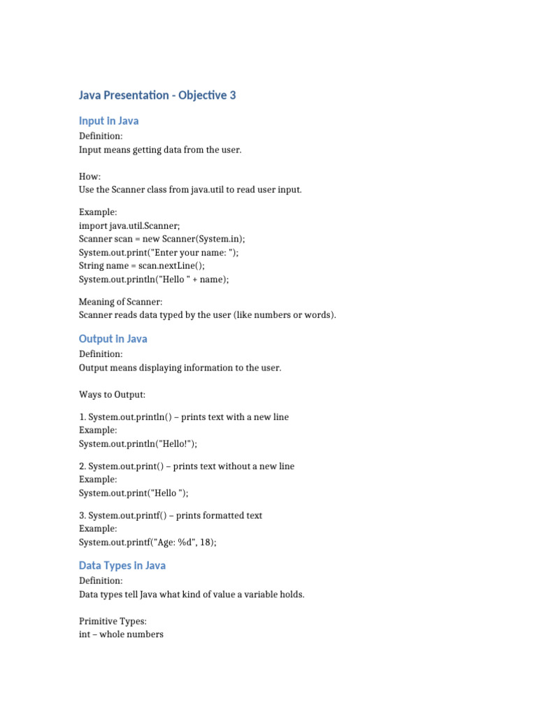 Java Presentation Objective3 | PDF