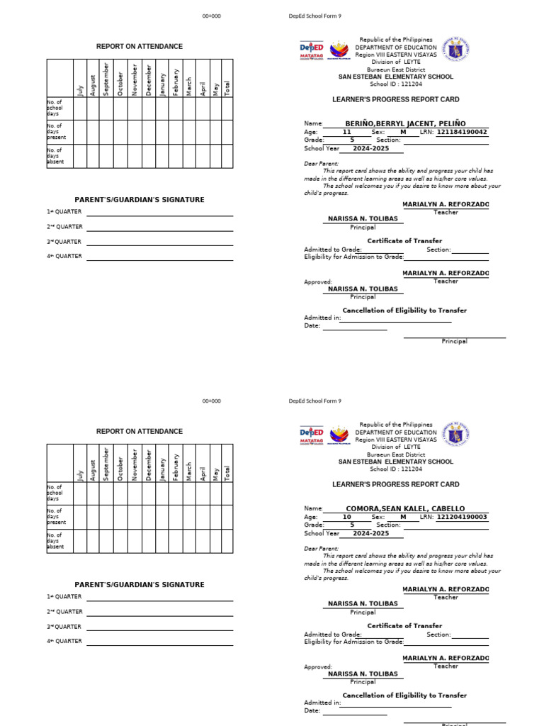 SF 9 Matatag | PDF | Learning | Educational Assessment And Evaluation