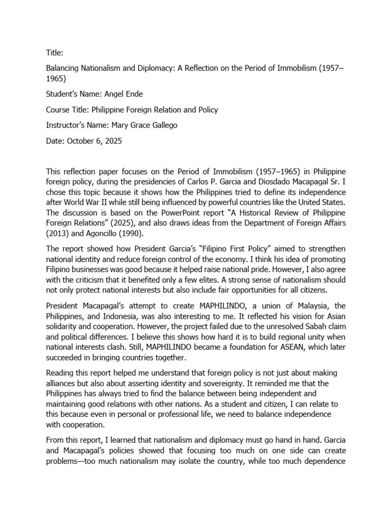 Act4 - PH Foreign Relation and Policy | PDF | Philippines ...