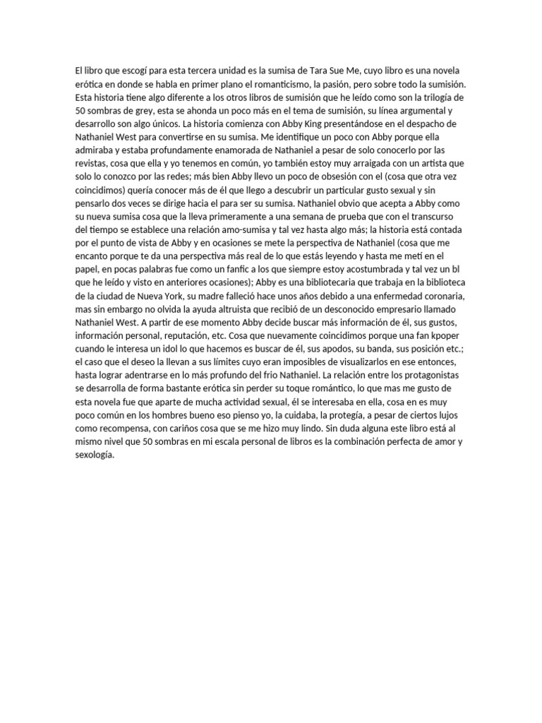 La Sumisa Reporte de Lectura Entregado | PDF