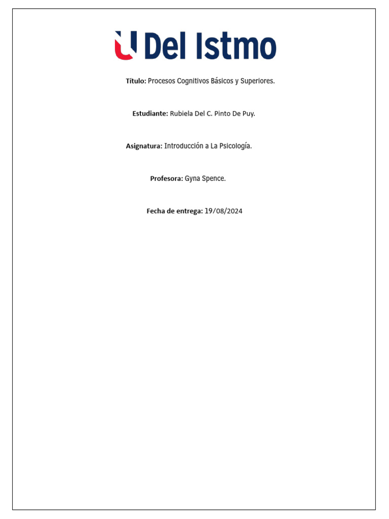 Procesos Cognitivos: Básicos y Superiores | PDF | Cognición | Memoria