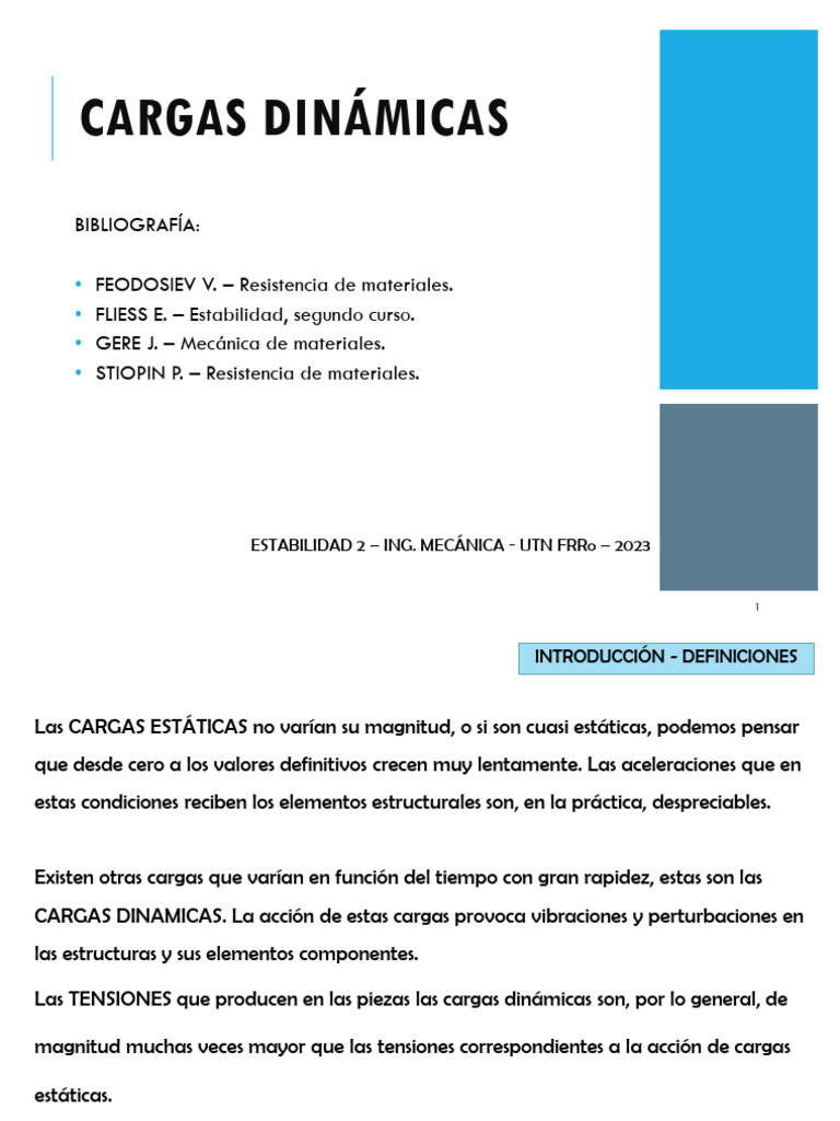 Cargas Dinámicas en Estructuras | PDF | Estrés (Mecánica) | Resistencia ...