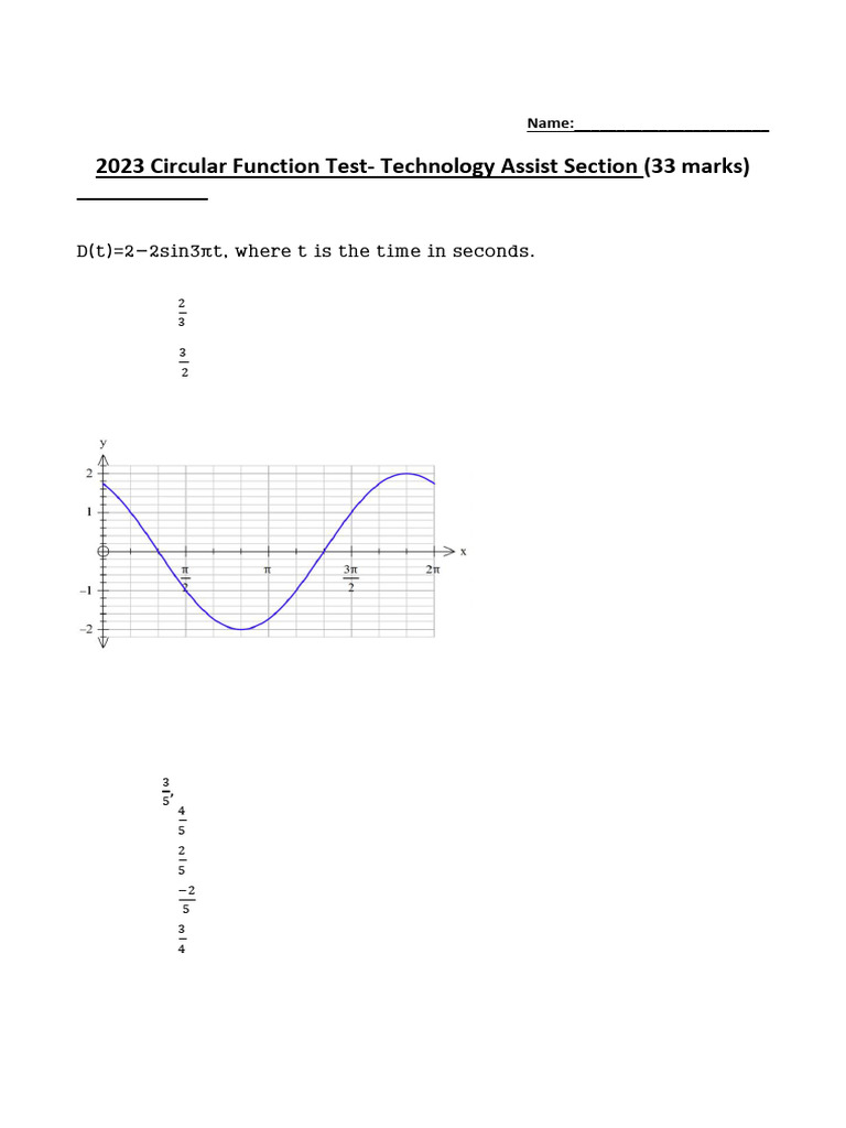 2023 TA Circ Function Test | PDF | Angle | Geometric Measurement