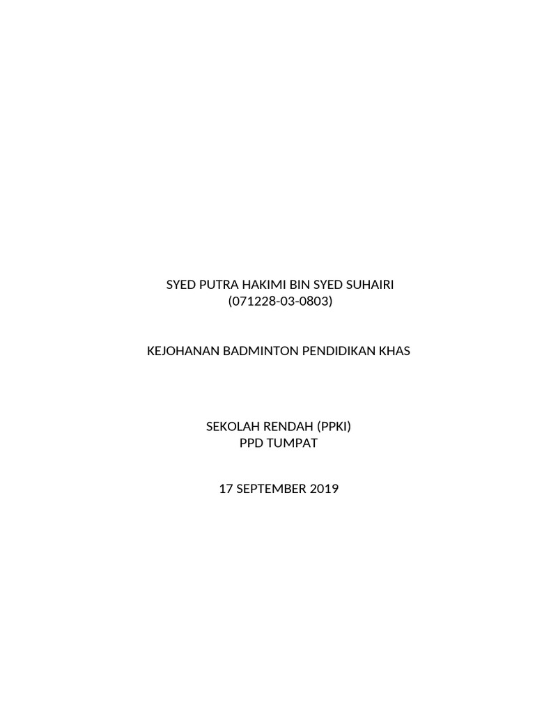 Syed Putra Hakimi Bin Syed Suhairi | PDF