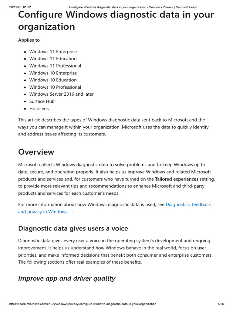 Manage Windows Diagnostic Data Settings | PDF | Microsoft Windows ...