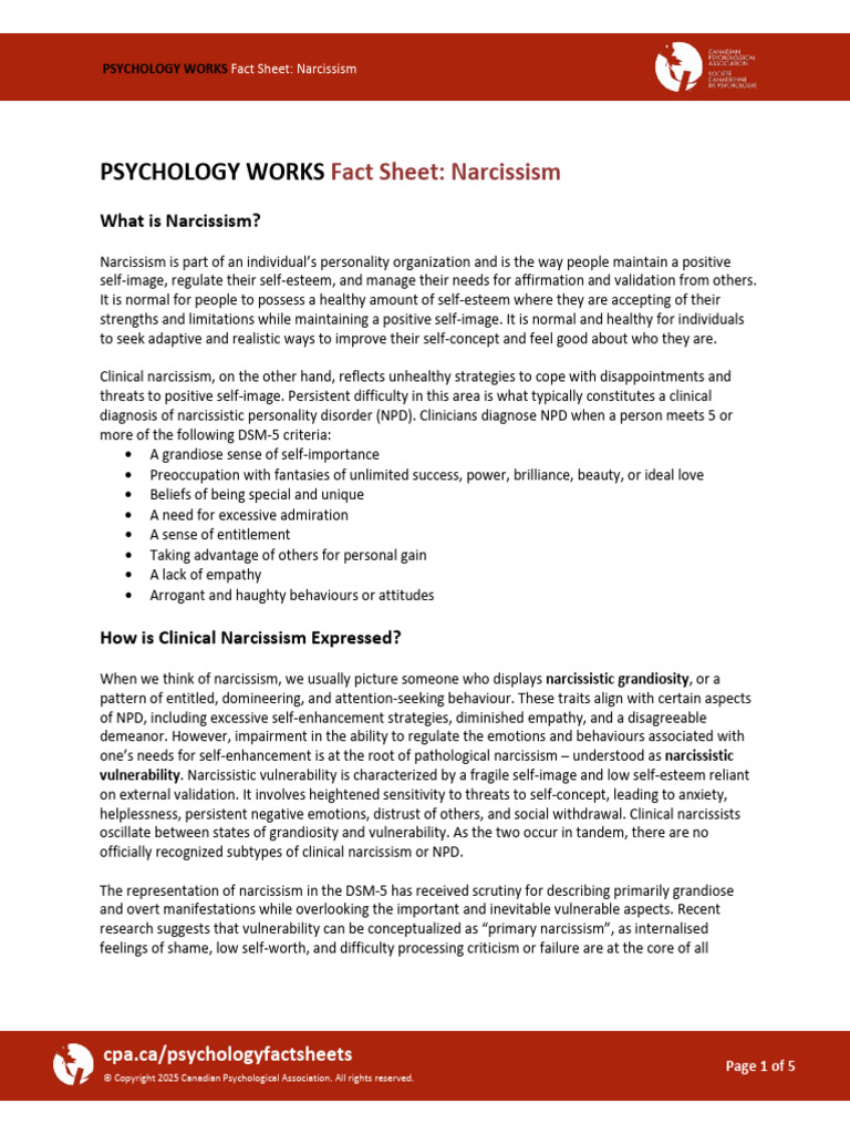 Understanding Narcissism and NPD | PDF | Narcissism | Personality Disorder