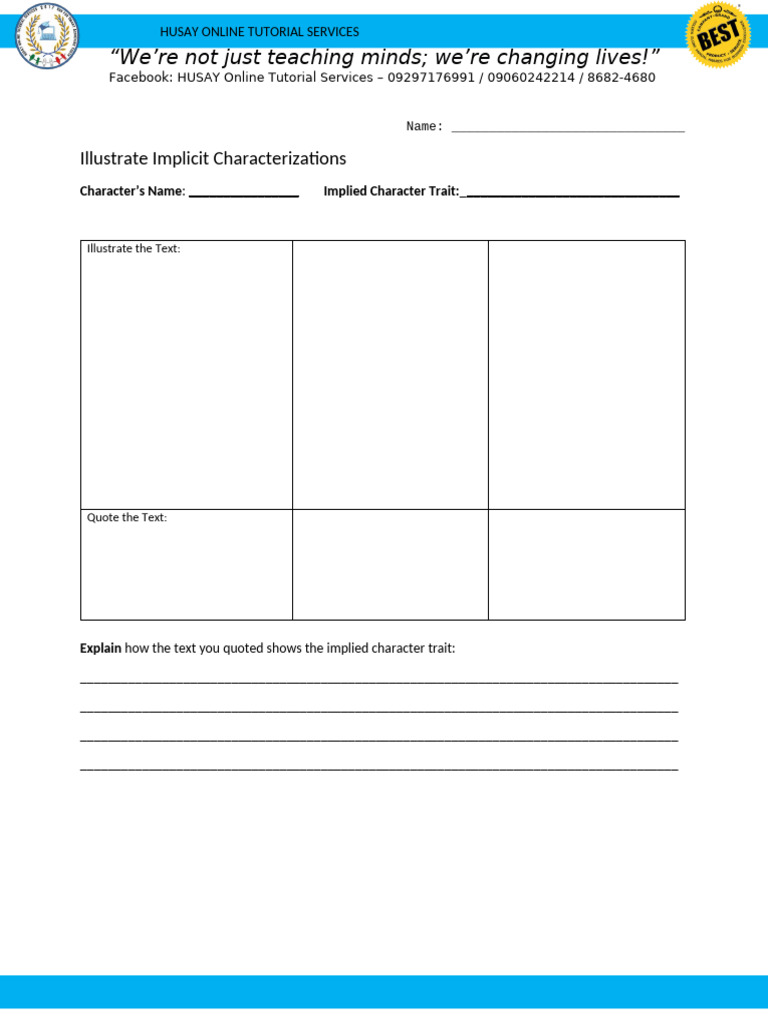 Character Illutsration Worksheet | PDF