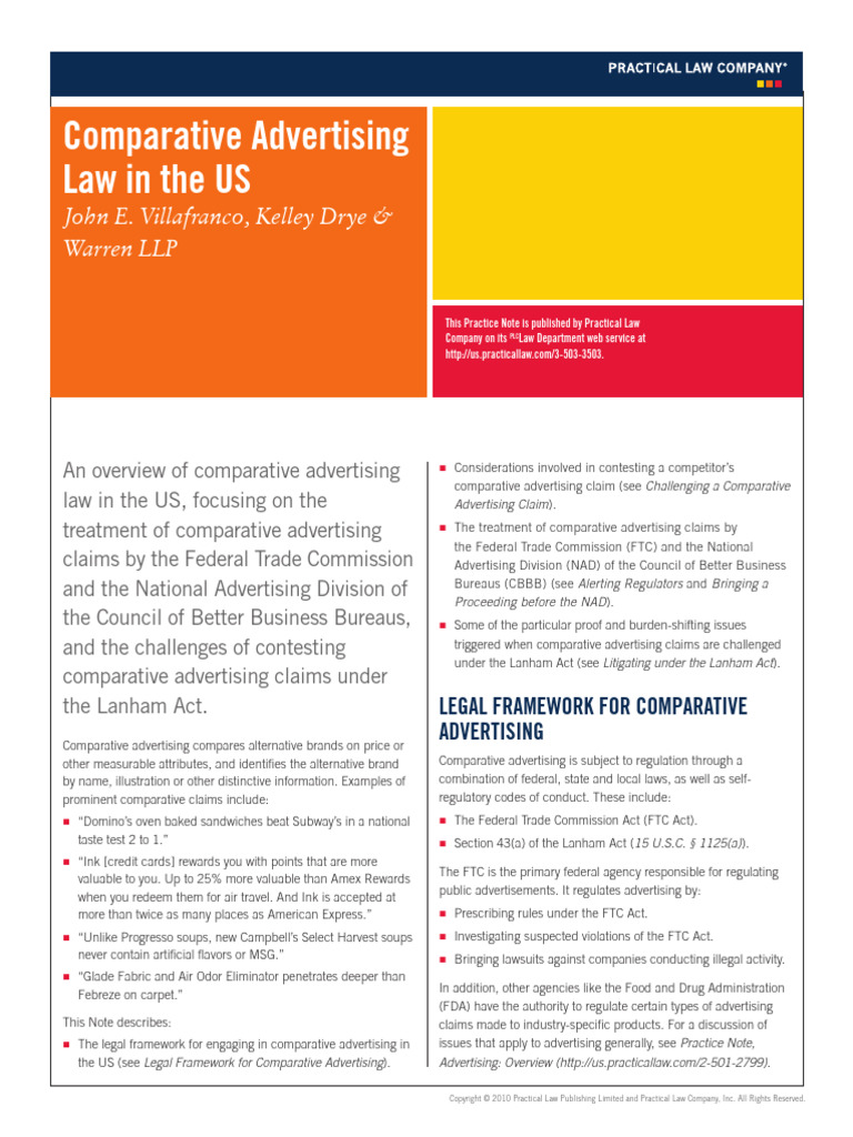 Comparative Advertising Law in The US | PDF | Federal Trade Commission ...