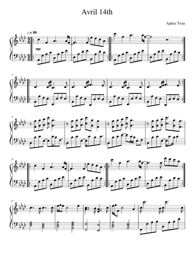 Aphex Twin Avril 14th | PDF | Compositions