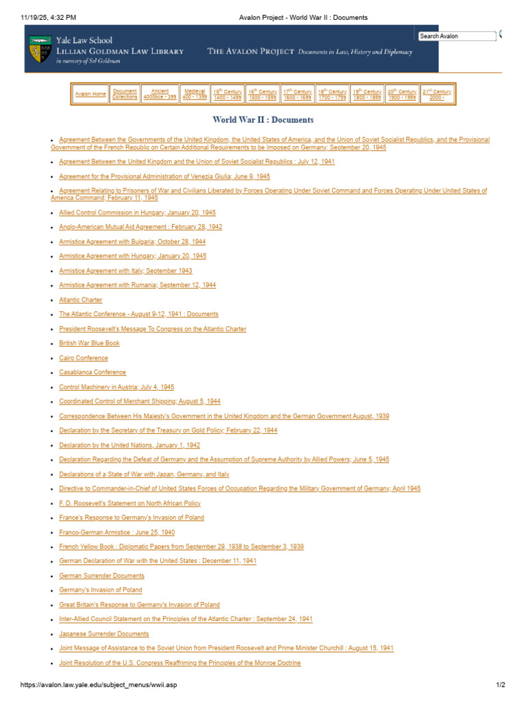 Avalon Project - World War II _ Documents | PDF | Allies Of World War II | World War II