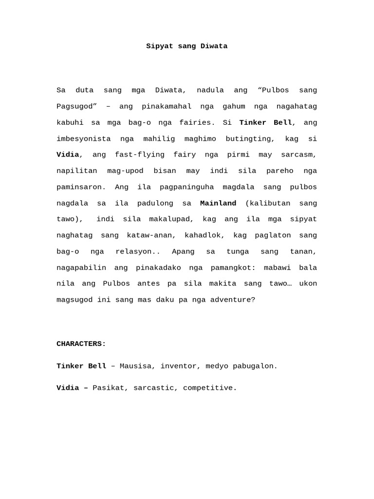 Sipyat Sang Diwata Directors Script | PDF